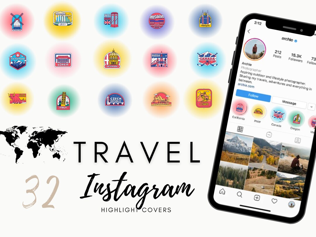 32 Countries Instagram Story Highlight | Travel Instagram Highlight ...