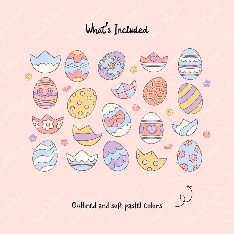 Pastel Easter Clipart Bundle: Bunny, Chicks, Eggs (PNG, JPG, EPS) - Etsy