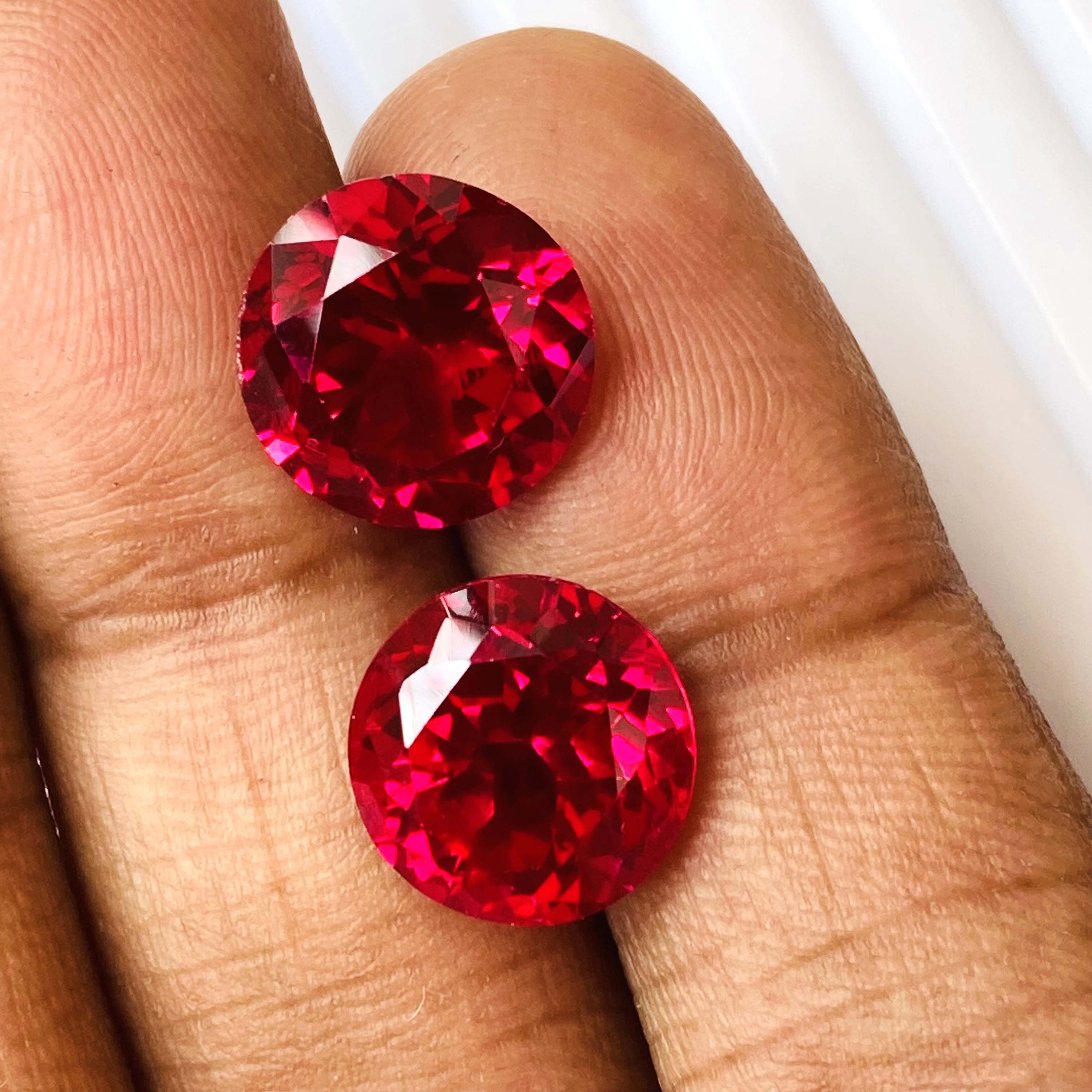 Gorgeous Pair Red Diamond Ring Size Gemstone Top High Quality Round ...