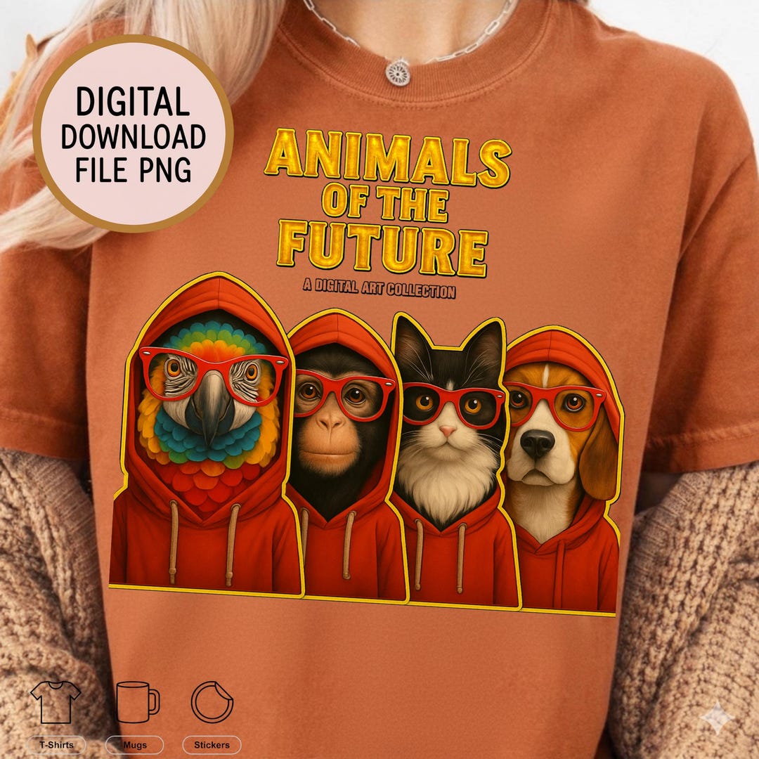 Animals of the Future PNG: Parrot, Monkey, Cat & Dog Art (digital ...