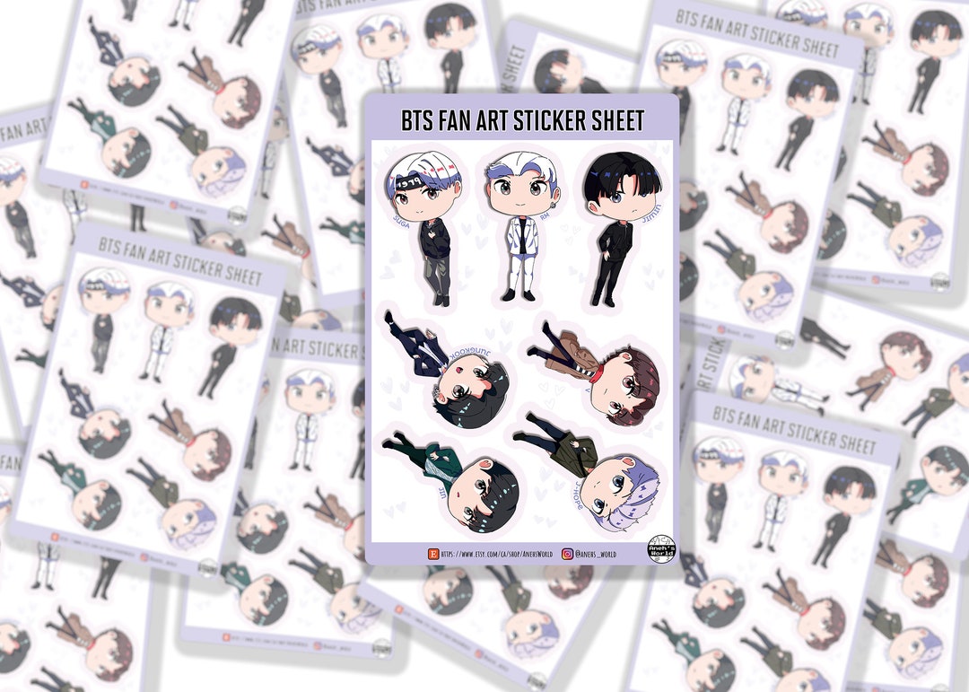 Sticker Sheets BTS Fan Art BTS Army Collectible Stickers Jungkook, V ...