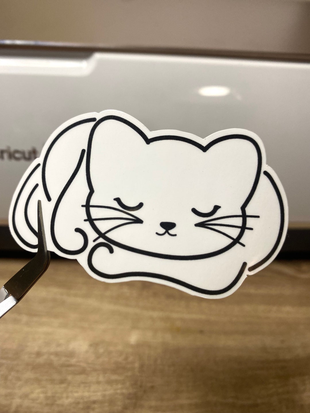 Cute Sleeping Cat Hand Drawn Stickers, Waterproof Laminated Vinyl ...