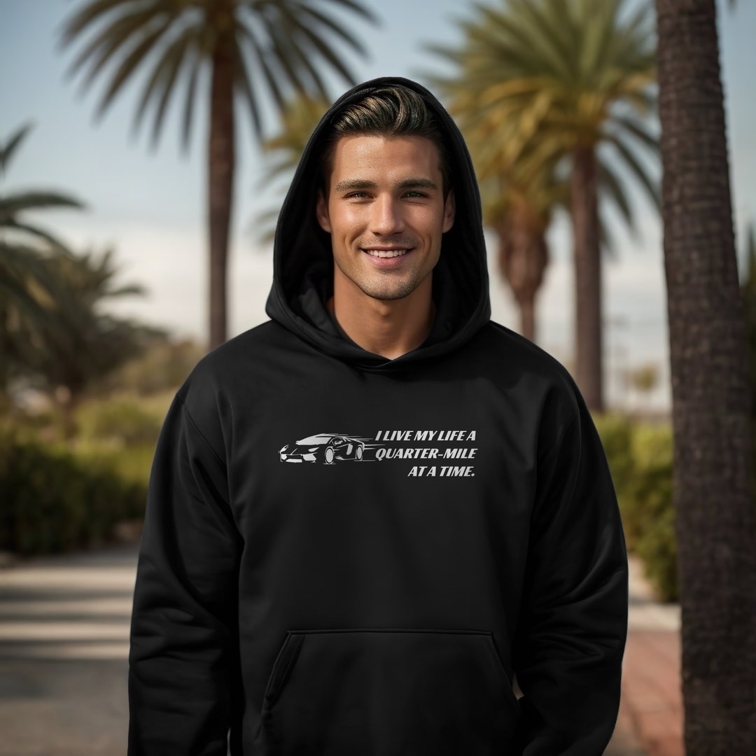 Fast and Furious-inspired Unisex Black Hooded Sweatshirt I Live My Life ...