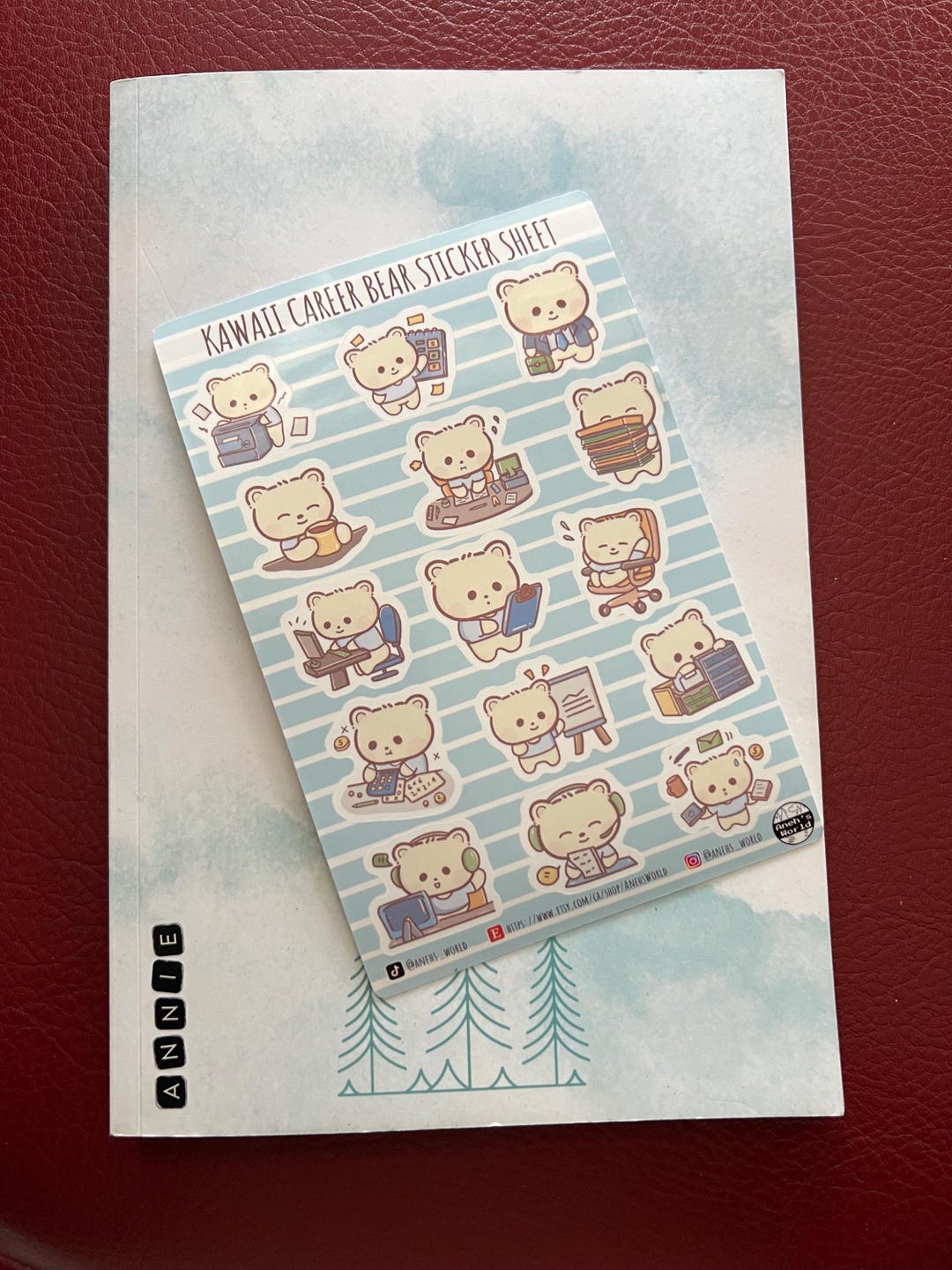 Kawaii Office Bear Sticker Sheets | Glossy Vinyl Sticker Sheets | Cute ...