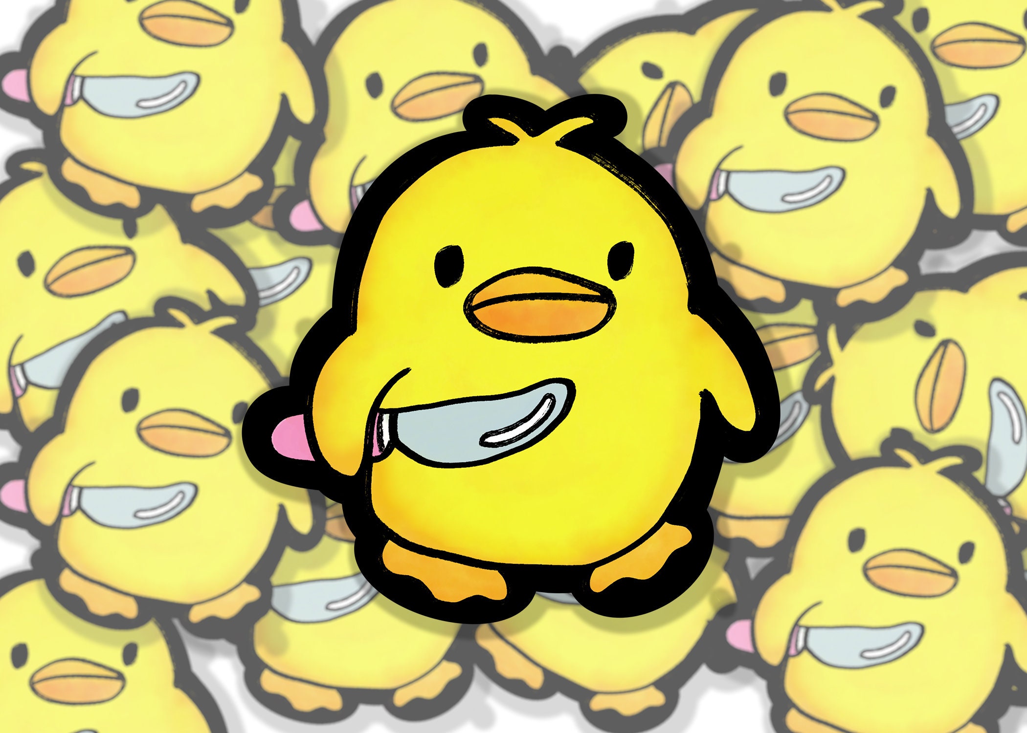 Rubber Ducky, Duck-knife Slack Emoji, Waterproof Laminated Vinyl Stickers for Water Bottle ...