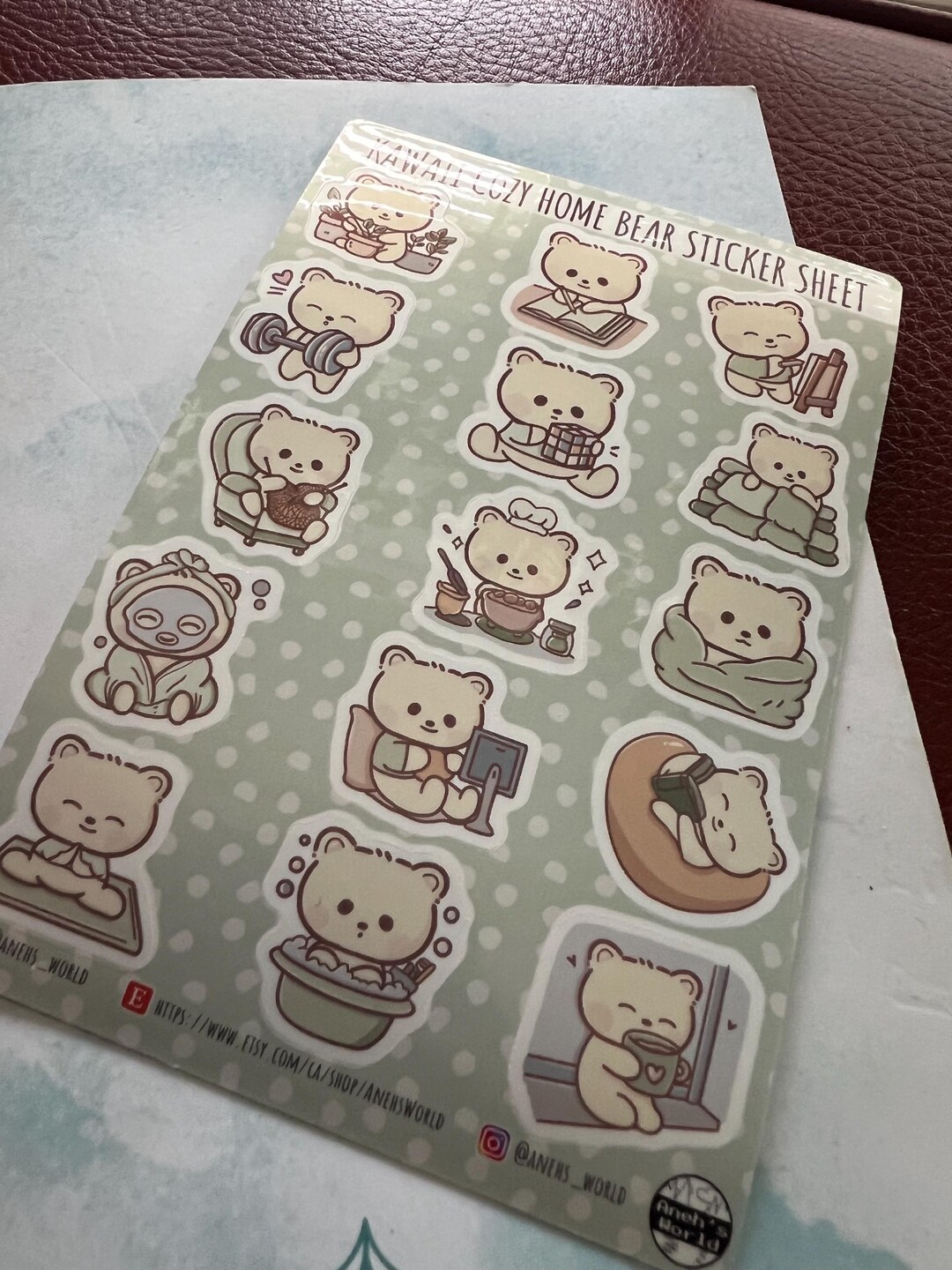 Kawaii Cozy Home Bear Sticker Sheets | Glossy Vinyl Sticker Sheets ...