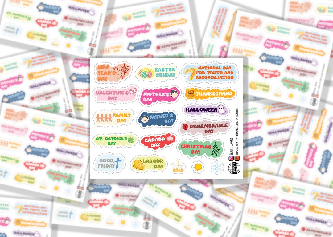 Canada Holidays Sticker Sheets Matte Vinyl Stickers Planner Stickers ...