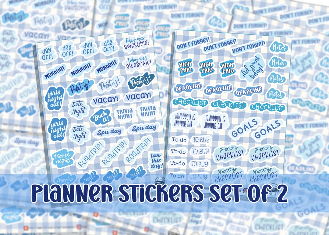 Planner Sticker Sheets Agenda Sticker Sheets in Blueglossy Vinyl ...