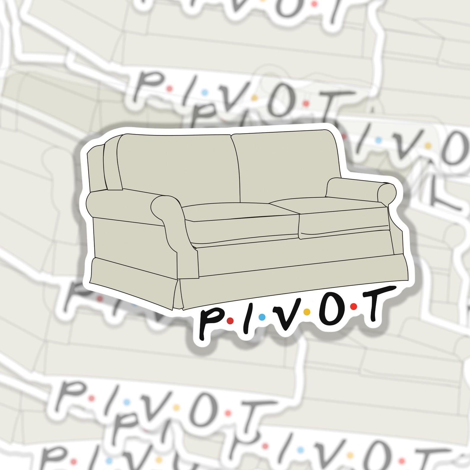 Friends Couch Pivot Stairs Scene|laminated Vinyl Stickers|pivot Sofa ...