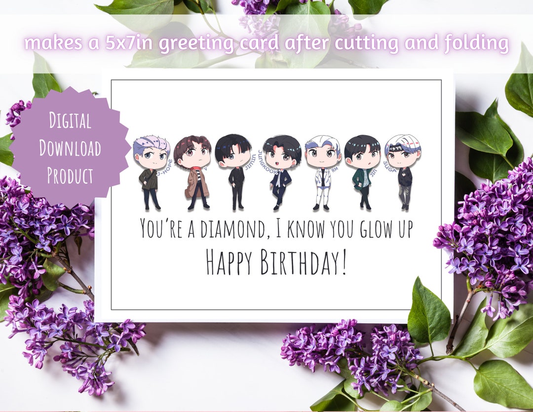 Birthday Card for BTS Army BTS Fan Art Printable|you're A Diamond I ...