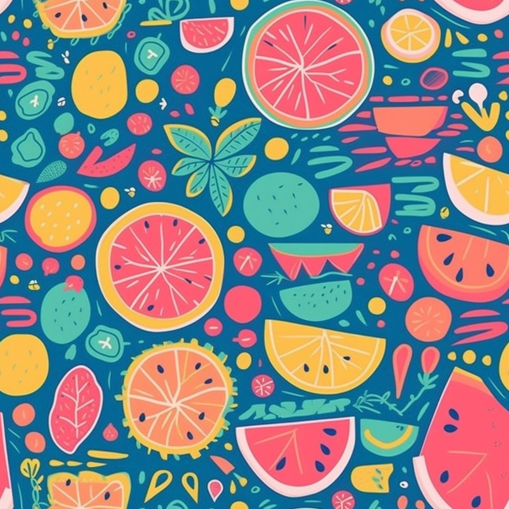 Bright and Colorful Fruit Digital Pattern for Summer - Instant Download ...