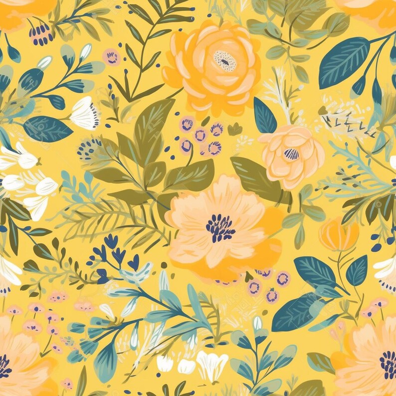 Bright and Colorful Floral Digital Pattern for Summer - Etsy