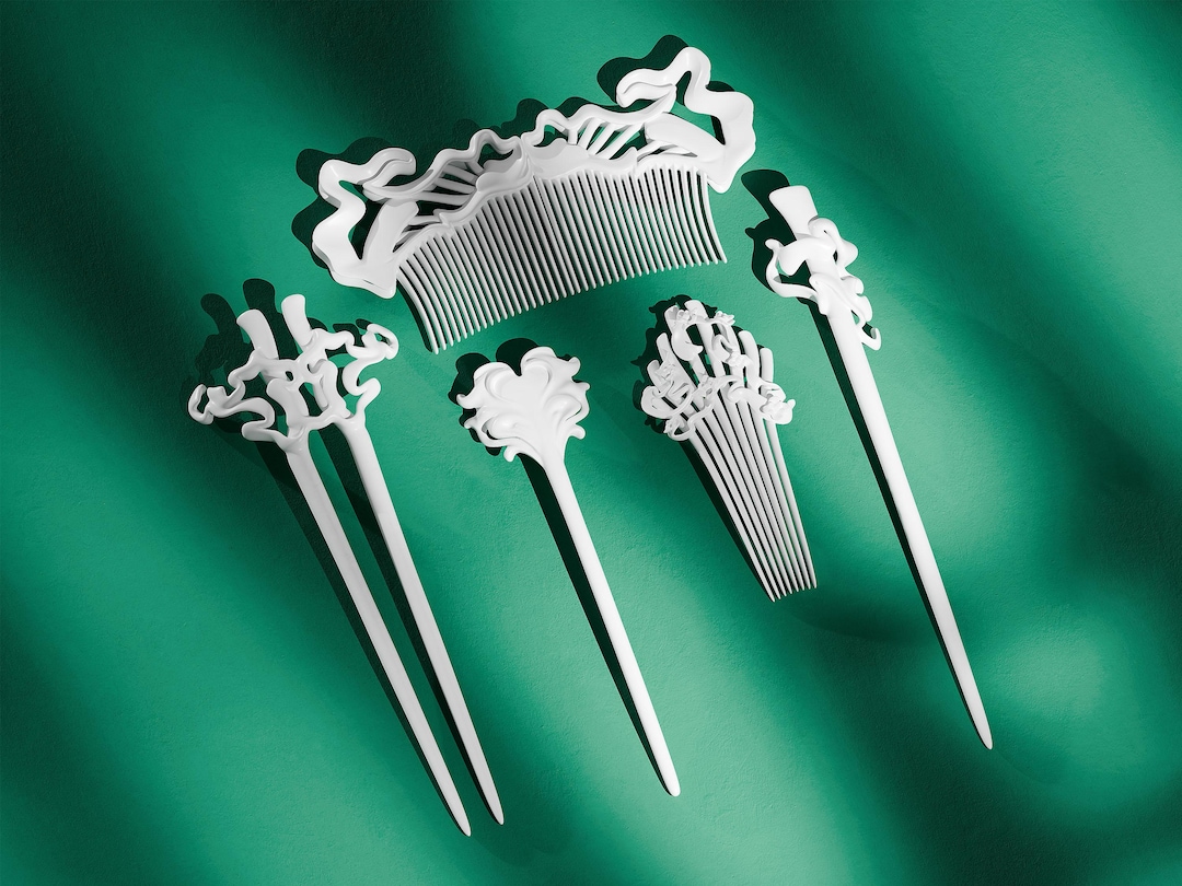 Comb 3d Model, Hair Accessory Stl Pack, Hair Comb and Pin Bundle ...