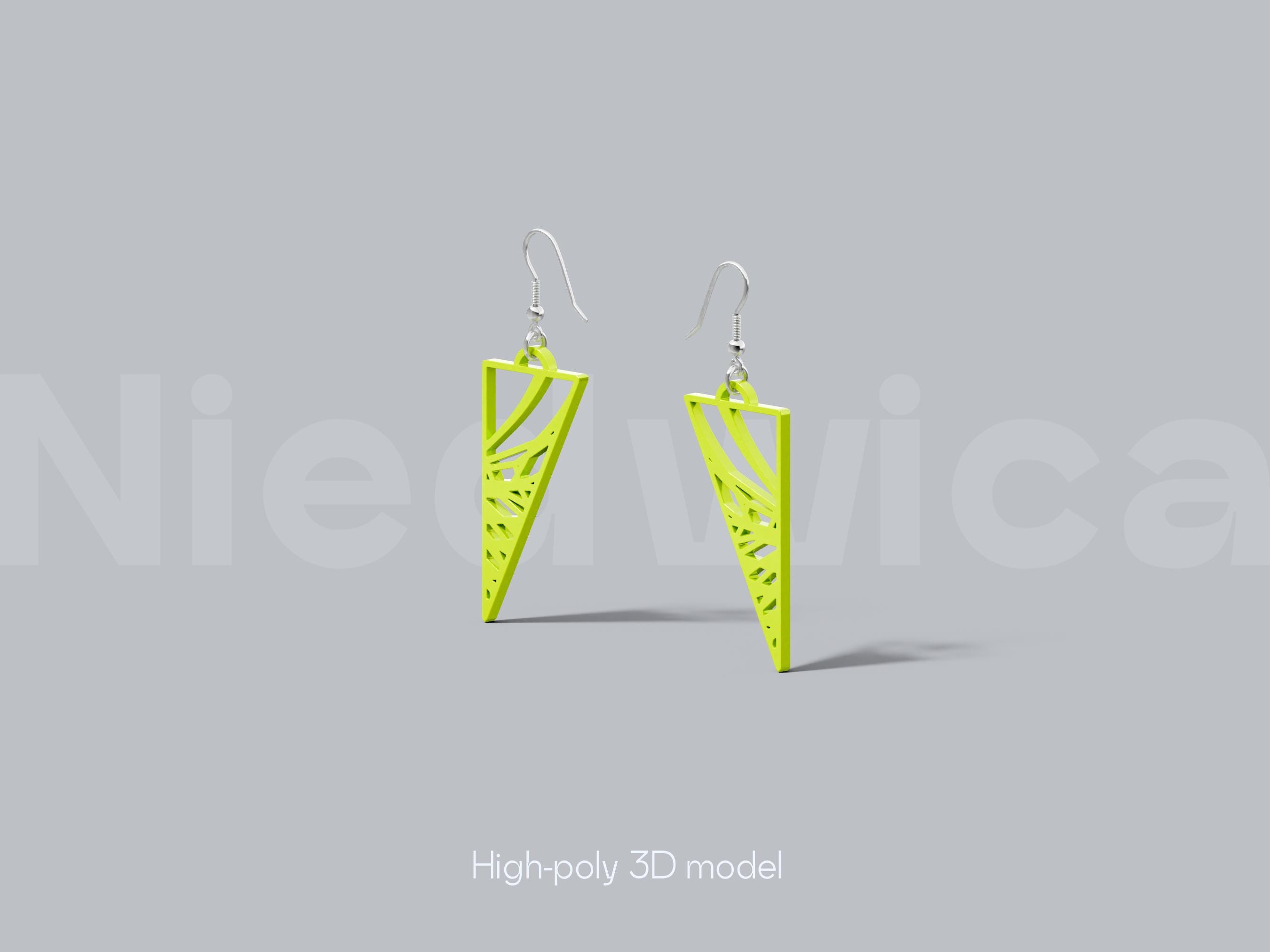 3D Printed Triangle Earrings: Nature Inspired STL Files (digital ...