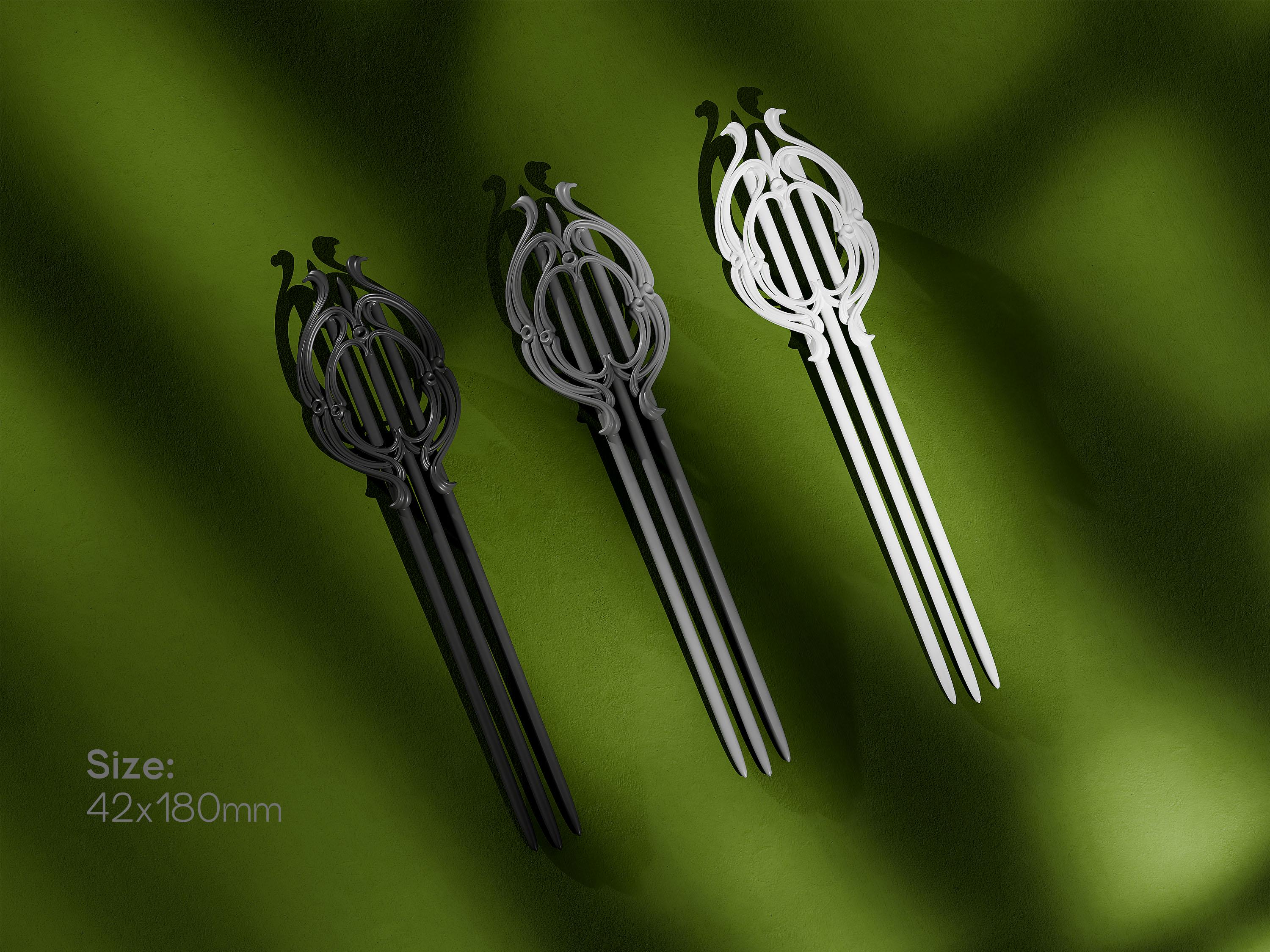 3d Printed Hair Pins, Hair Styling Bundle, 3d Stl Print Hair Comb ...