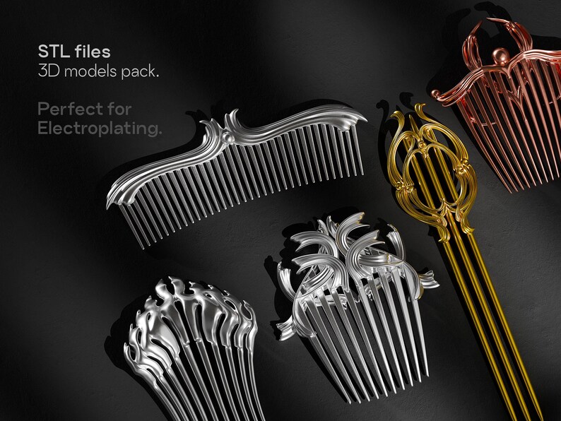 3d Printed Hair Pins, Hair Styling Bundle, 3d Stl Print Hair Comb ...