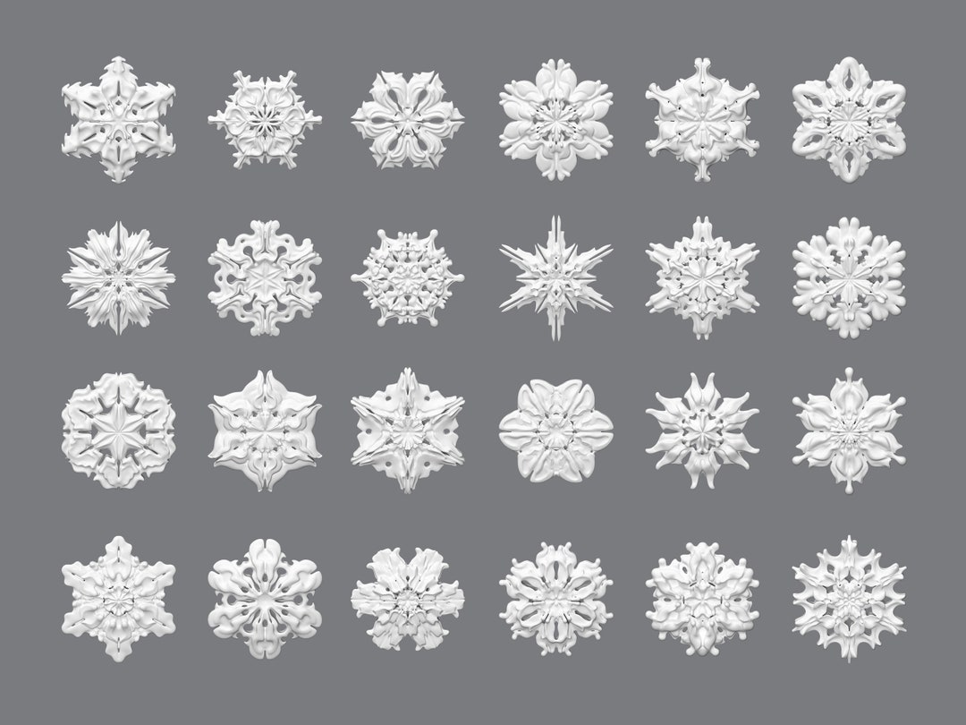 3D Snowflake Set Pattern STL File Bundle for 3d Printing Diy Printable ...