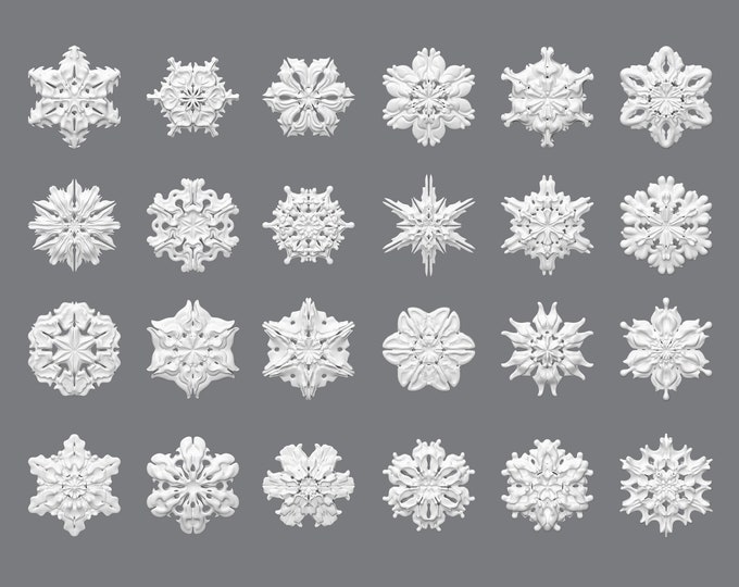 3D Snowflake Set Pattern STL File Bundle for 3d Printing Diy Printable ...