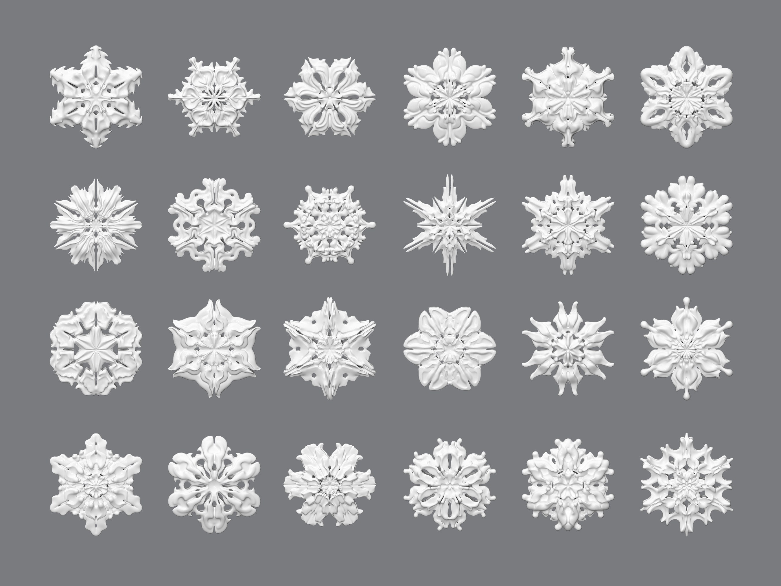 3D Snowflake Set Pattern STL File Bundle for 3d Printing Diy Printable ...