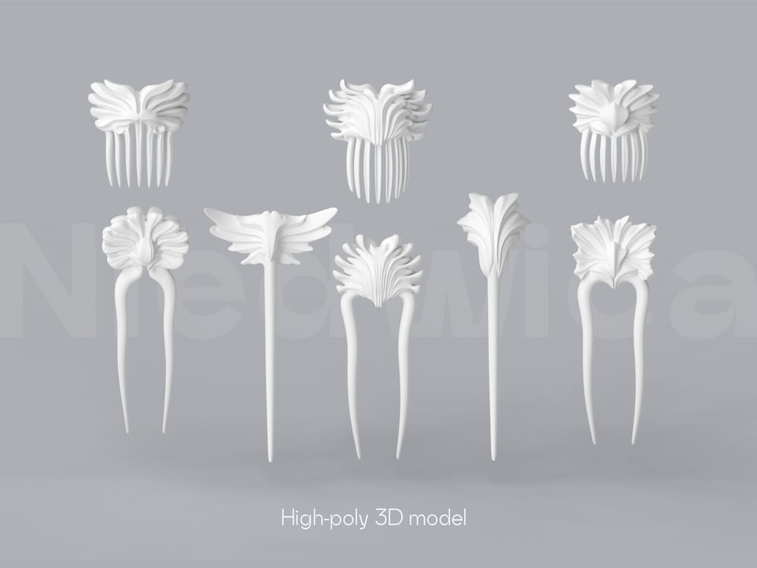 3D Print Hair Accessories STL Bundle: 11 Unique Hair Sticks & Pins ...
