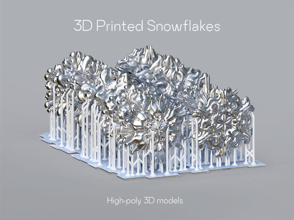 3D Snowflake Set Pattern STL File Bundle for 3d Printing Diy Printable ...
