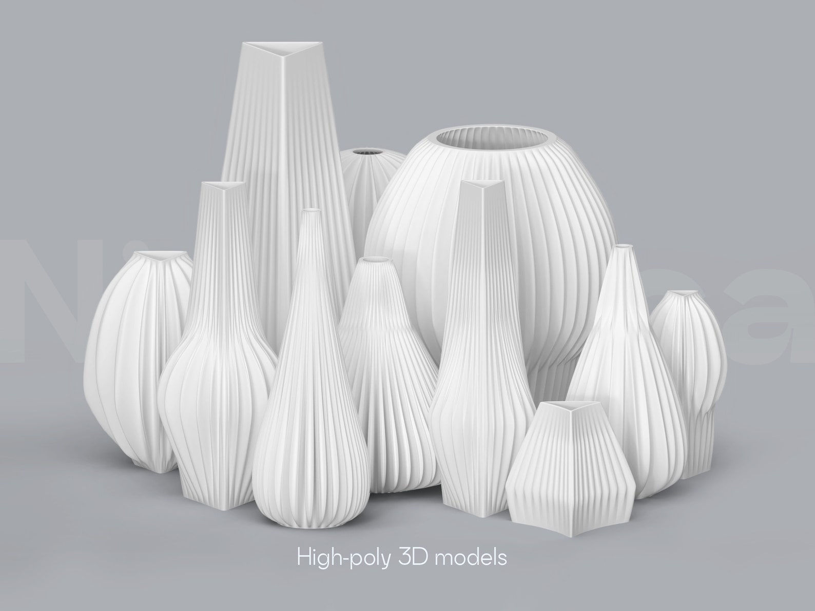 Decorative Vase Set Printable Vase Stl Files 3D Models Vase Collection ...