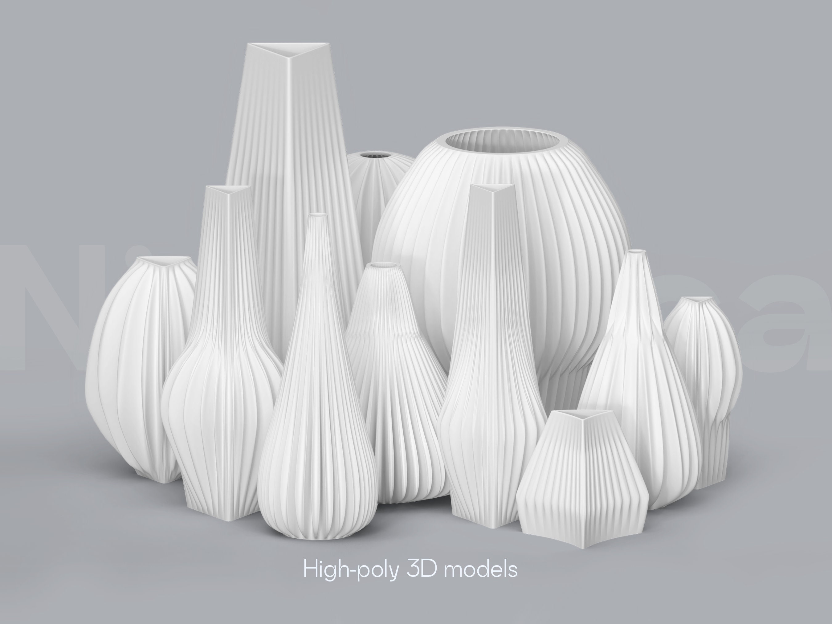 Decorative Vase Set Printable Vase Stl Files 3D Models Vase Collection ...