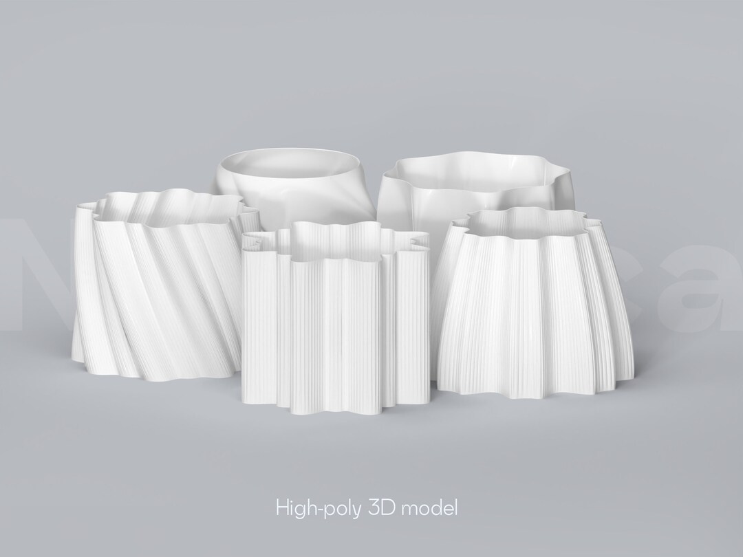 3D Printed Flower Pot STL File Set: Modern Planter Designs (digital ...