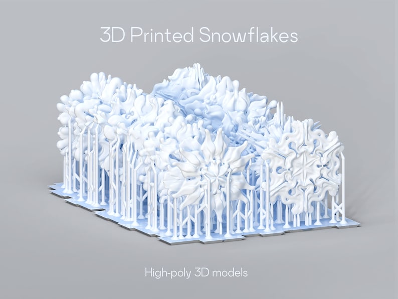 3D Snowflake Set Pattern STL File Bundle for 3d Printing Diy Printable ...