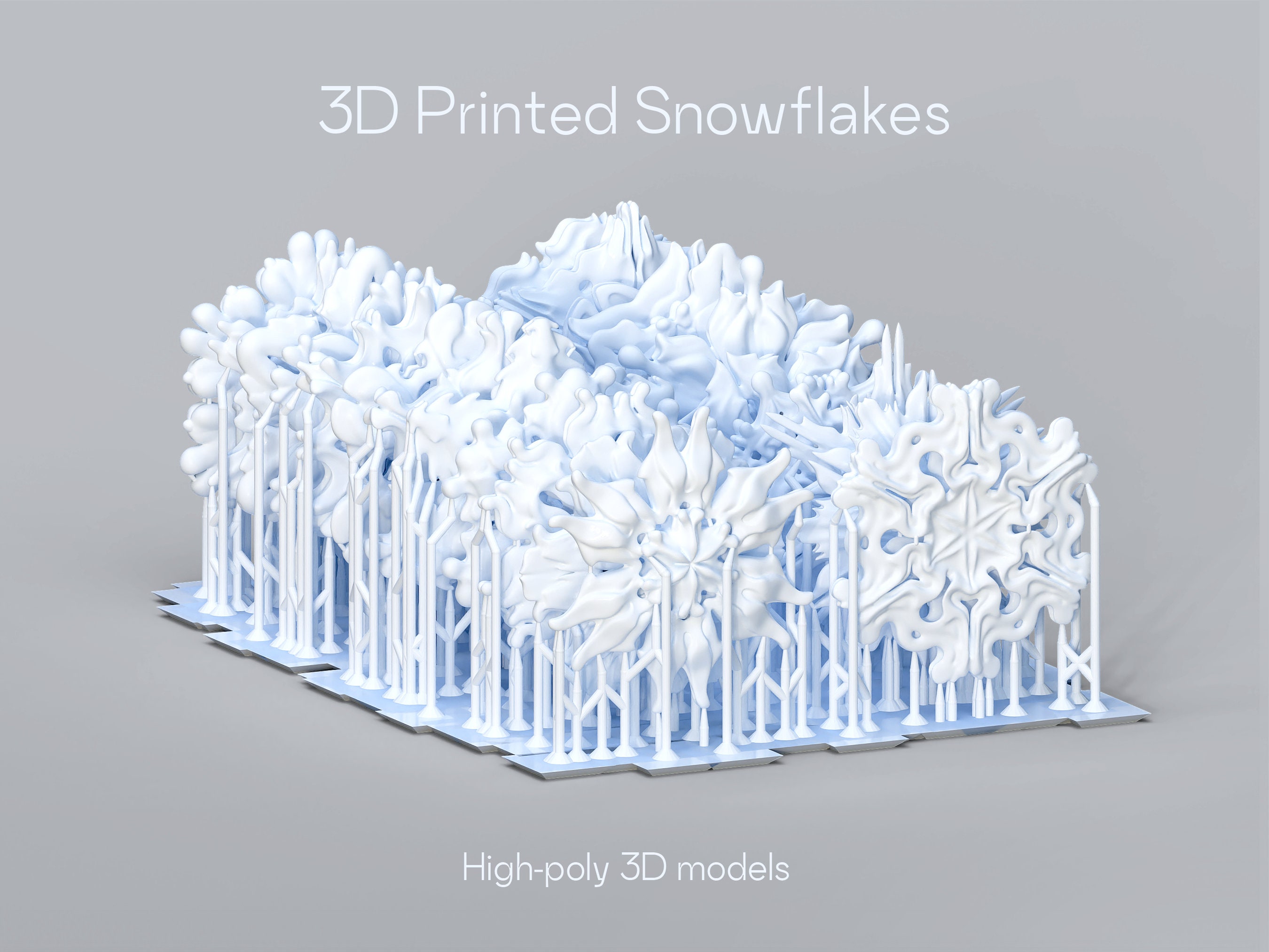 3D Snowflake Set Pattern STL File Bundle for 3d Printing Diy Printable ...