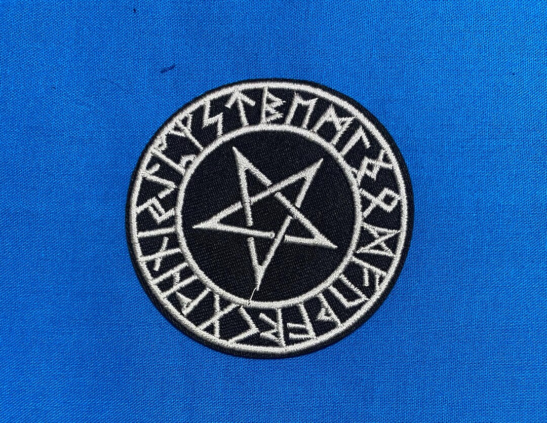 Viking Runes Pentagram Patch, Iron on Embroidered 2.75" Round - Etsy