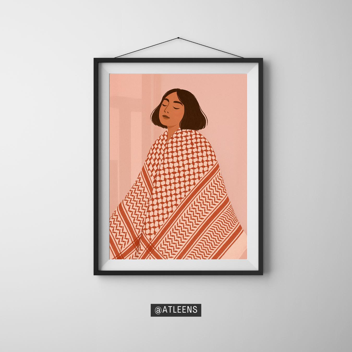 Palestinian Keffiyeh Art Print: Minimalist Feminine Illustration ...