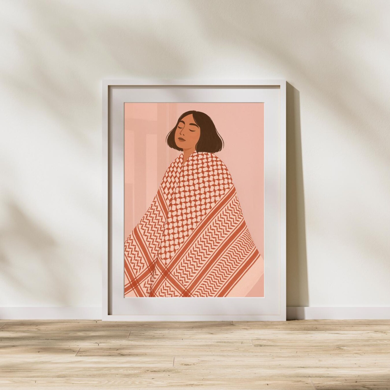 Palestinian Keffiyeh Art Print: Minimalist Feminine Illustration ...