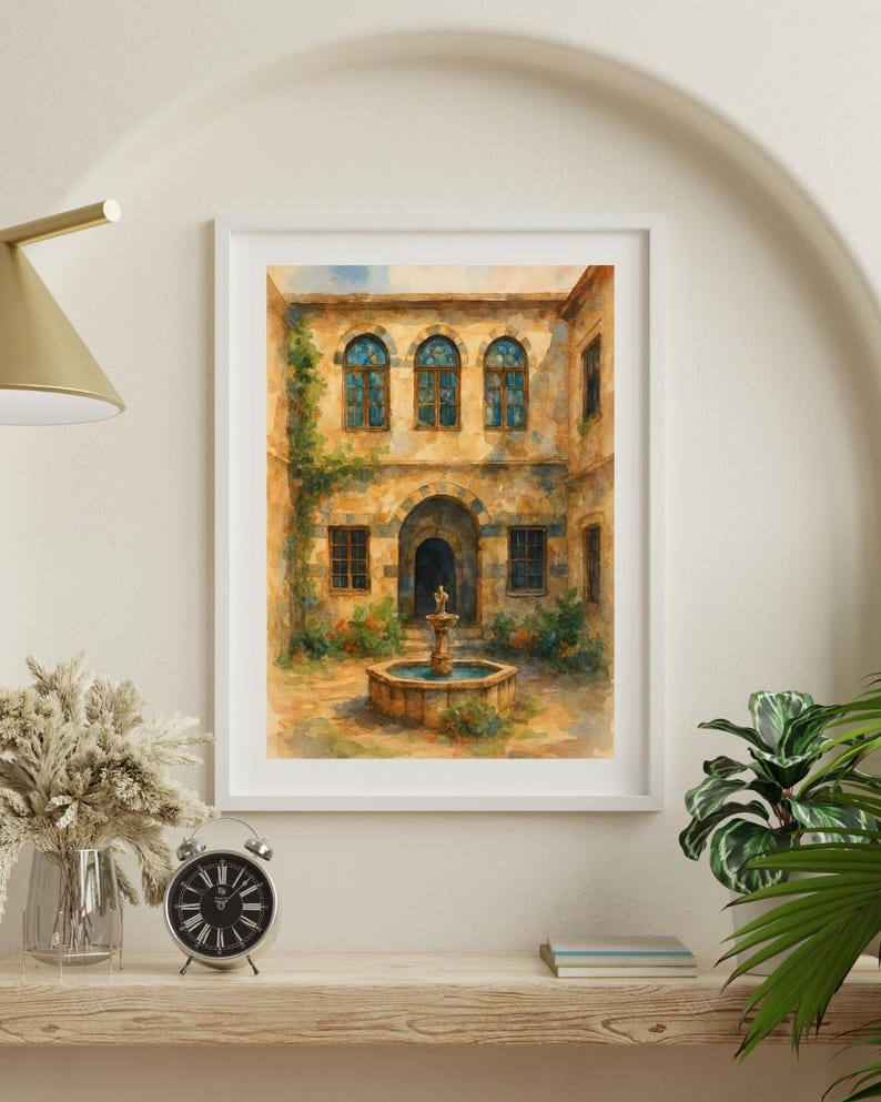 Damascene House Print: Syrian Courtyard Architecture (digital Download ...