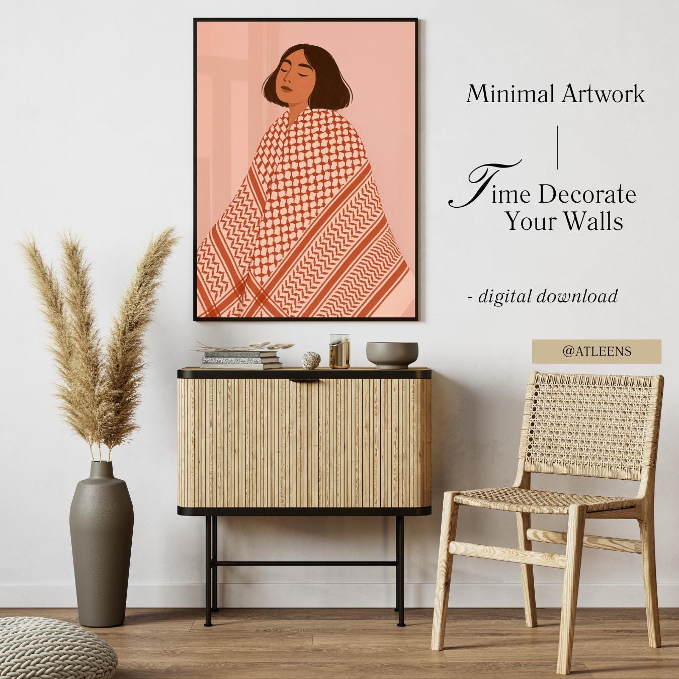 Palestinian Keffiyeh Art Print: Minimalist Feminine Illustration ...