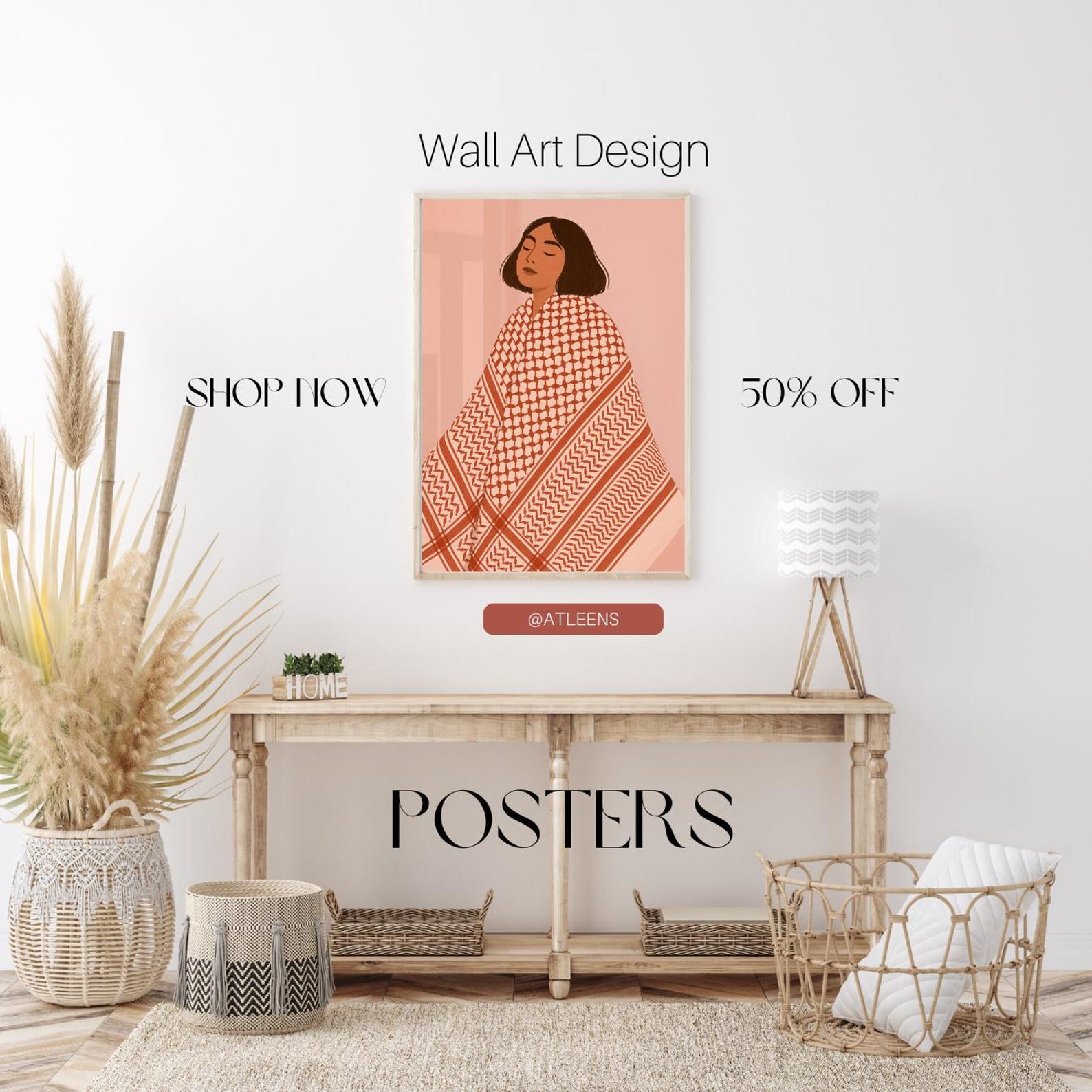 Palestinian Keffiyeh Art Print: Minimalist Feminine Illustration ...
