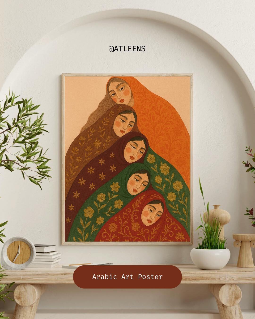Islamic Art Print: Hijabi Women, Middle Eastern Culture (digital ...