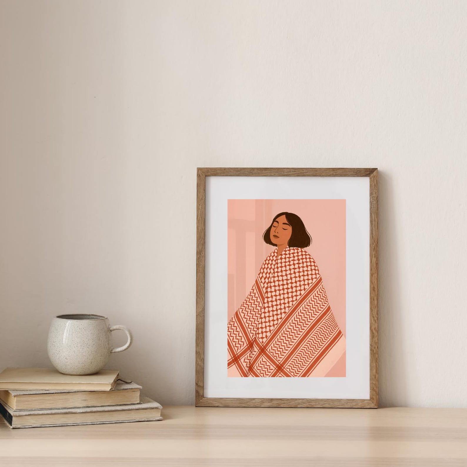 Palestinian Keffiyeh Art Print: Minimalist Feminine Illustration ...