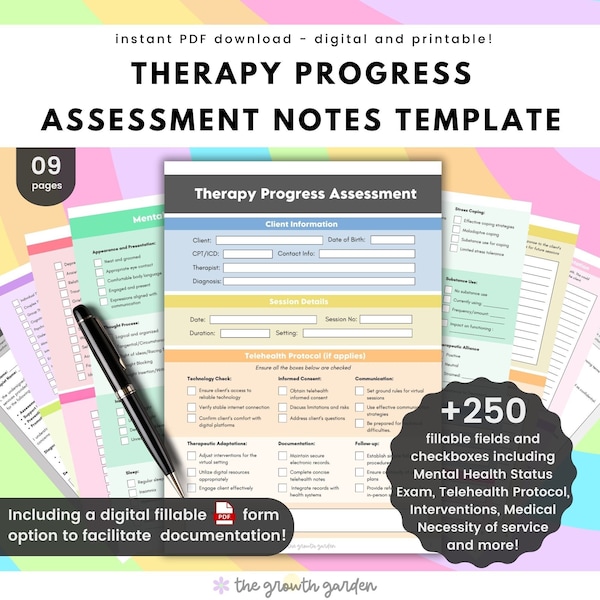 Therapy Progress Note Template - Etsy