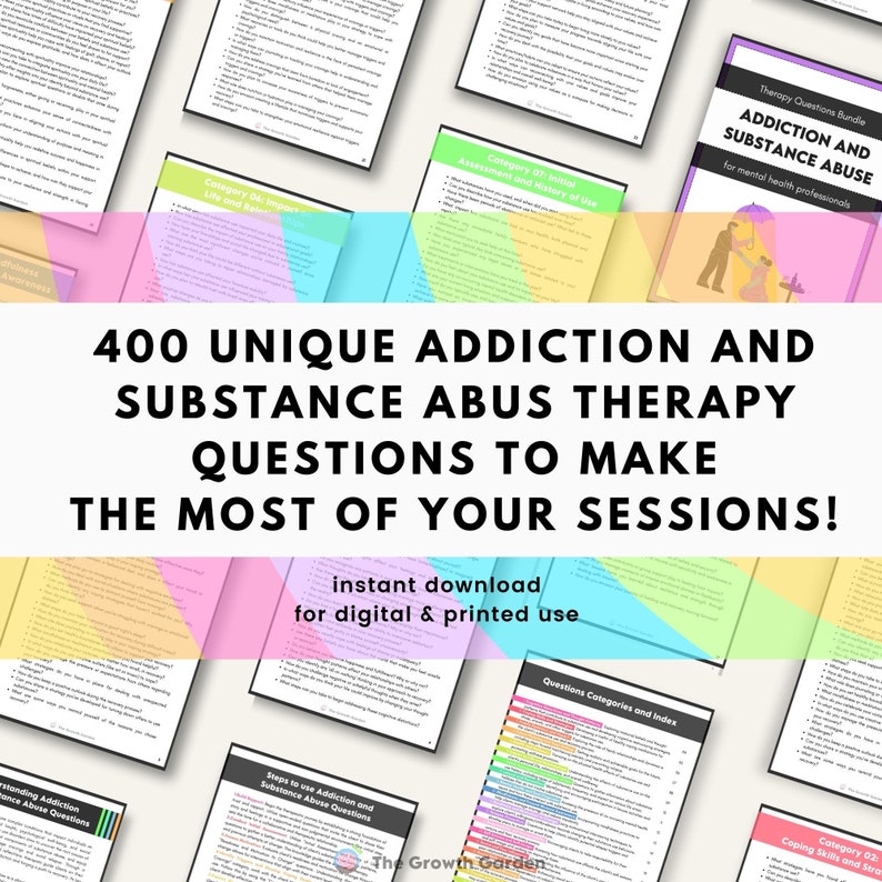 Addiction Therapy Questions Bundle, Substance Abuse, Relapse Prevention ...