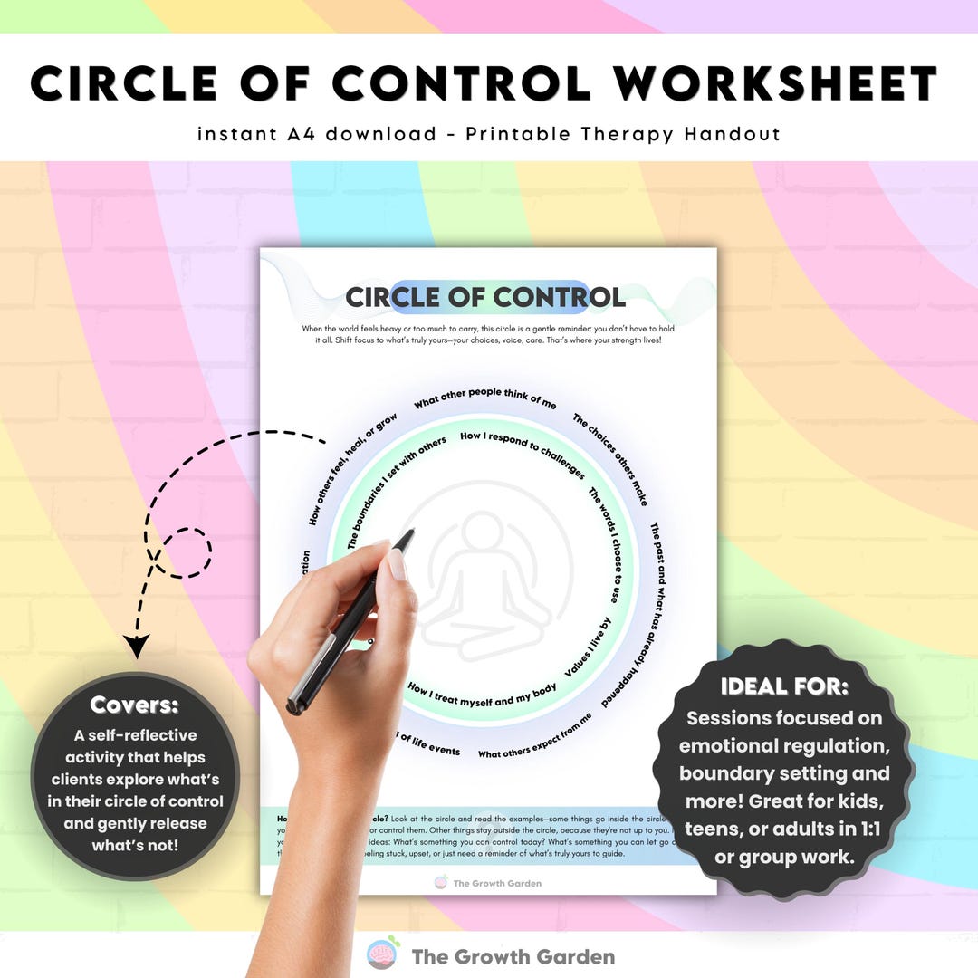 Circle of Control Therapy Worksheet | Printable Therapy Handout for ...