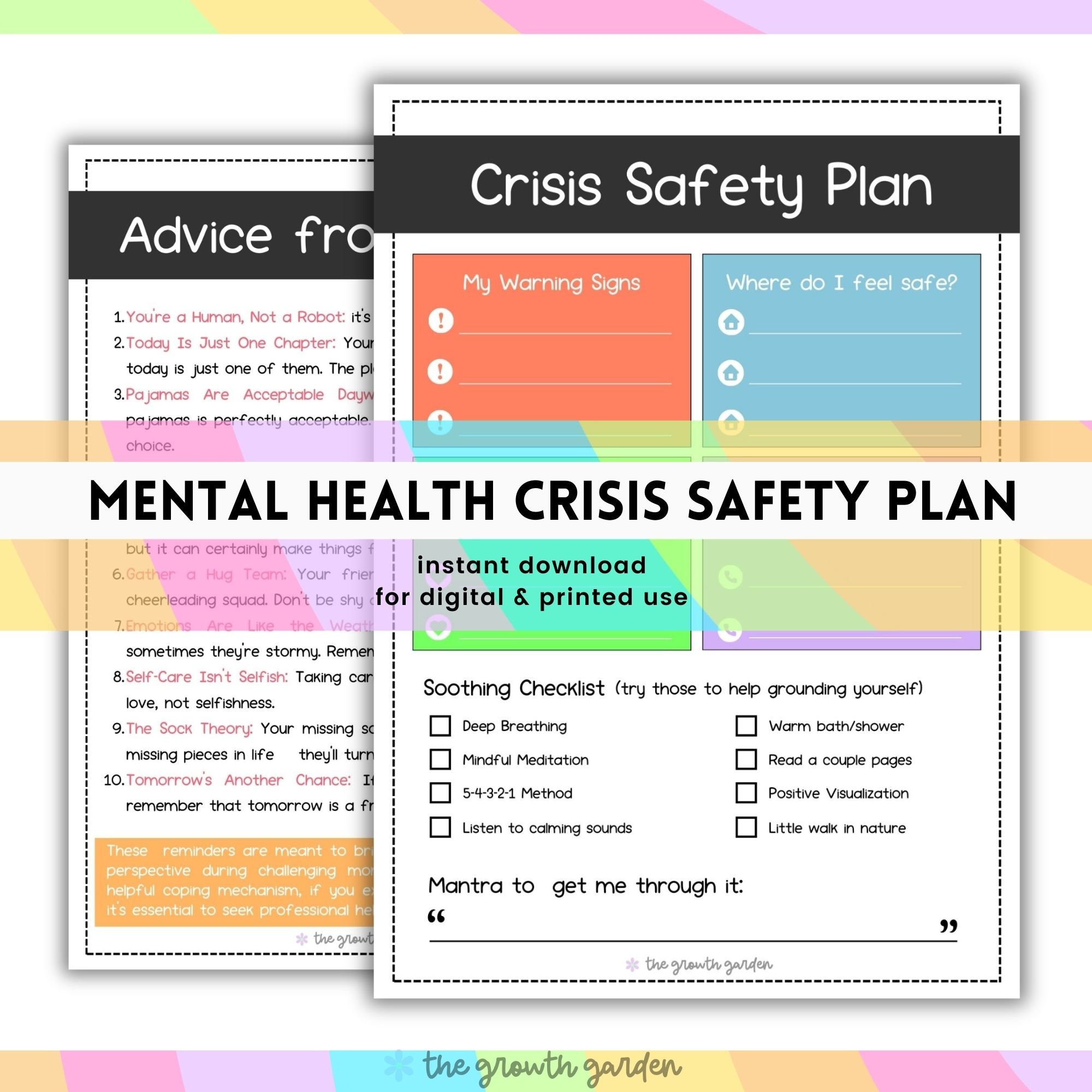Crisis Safety Plan - Mental Health Crisis Resource - Etsy