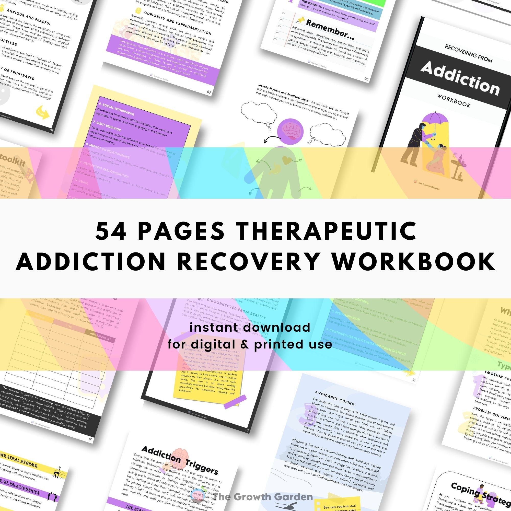 Addiction Recovery Workbook | CBT Worksheets for Relapse Prevention ...