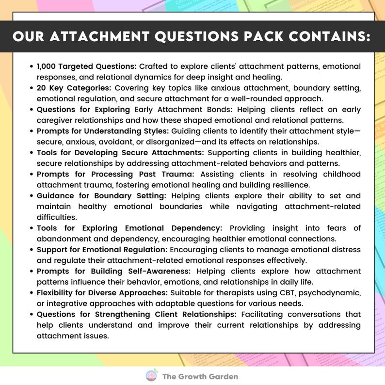 Attachment Theory Therapy Questions Pack - Explore Attachment Styles ...