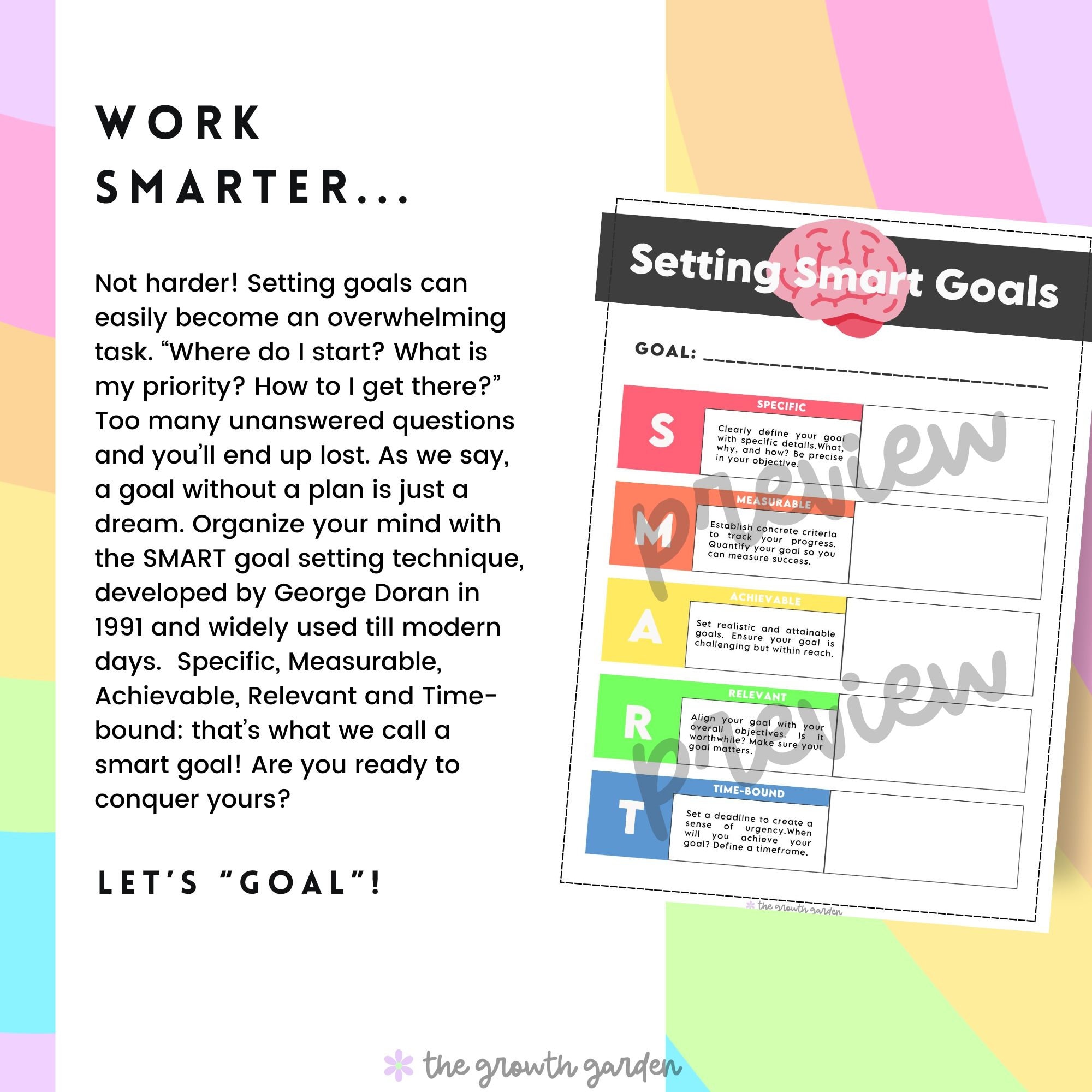SMART Goals Worksheet | Goal Setting Therapy Tool With Instructions for ...