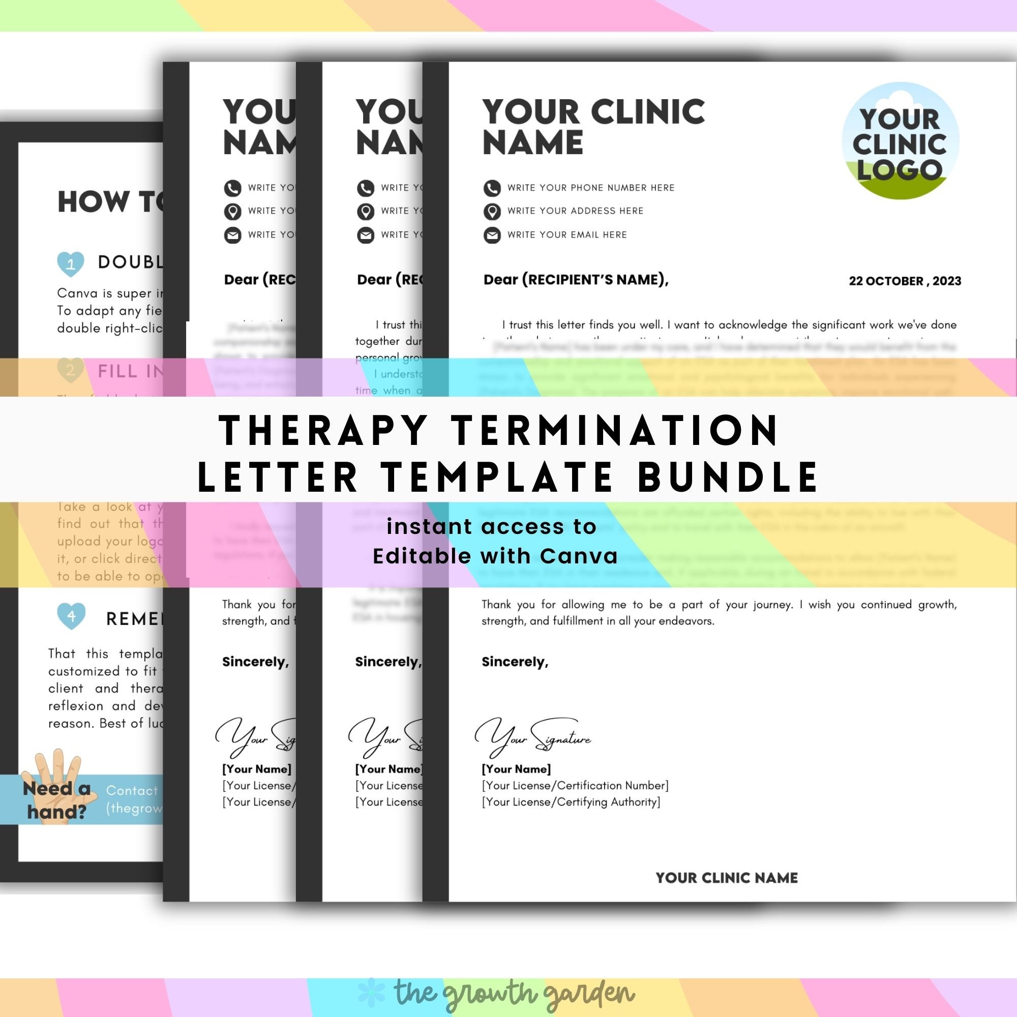 Therapy Termination Letter Bundle for Mental Health Professionals ...