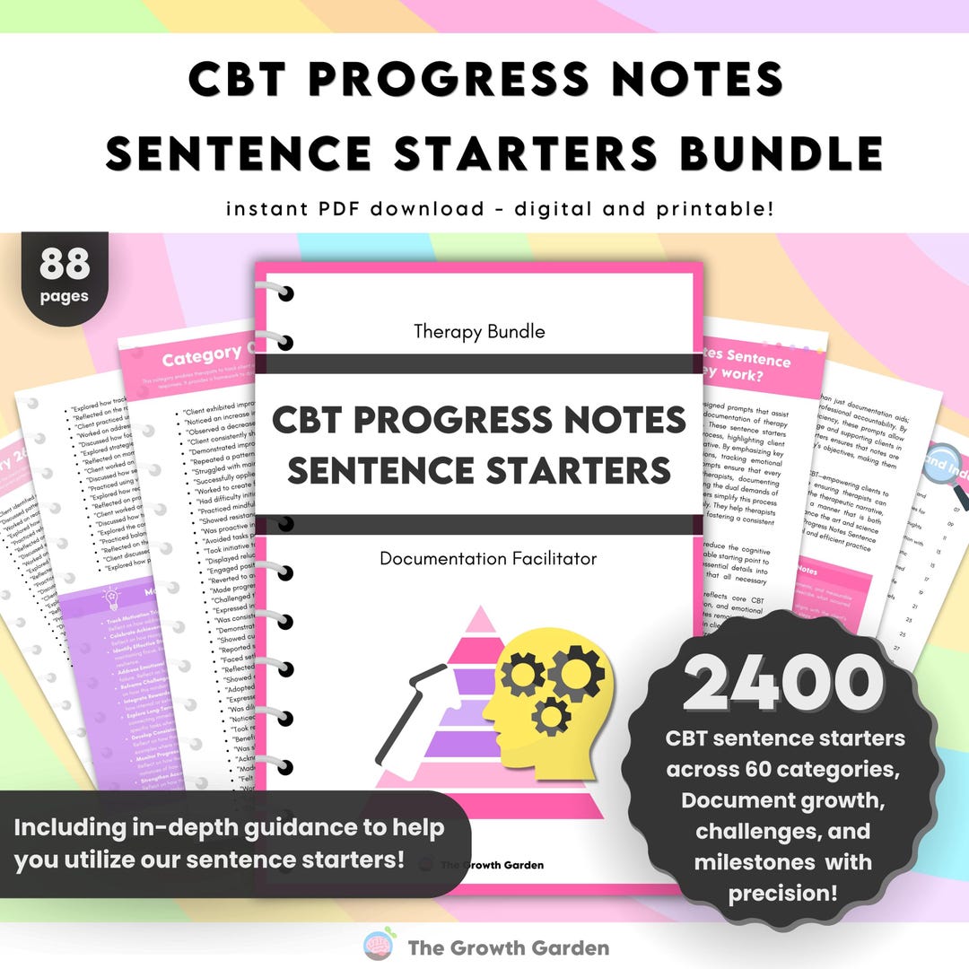 Progress Notes Sentence Starters - CBT Therapy Documentation Guide for ...