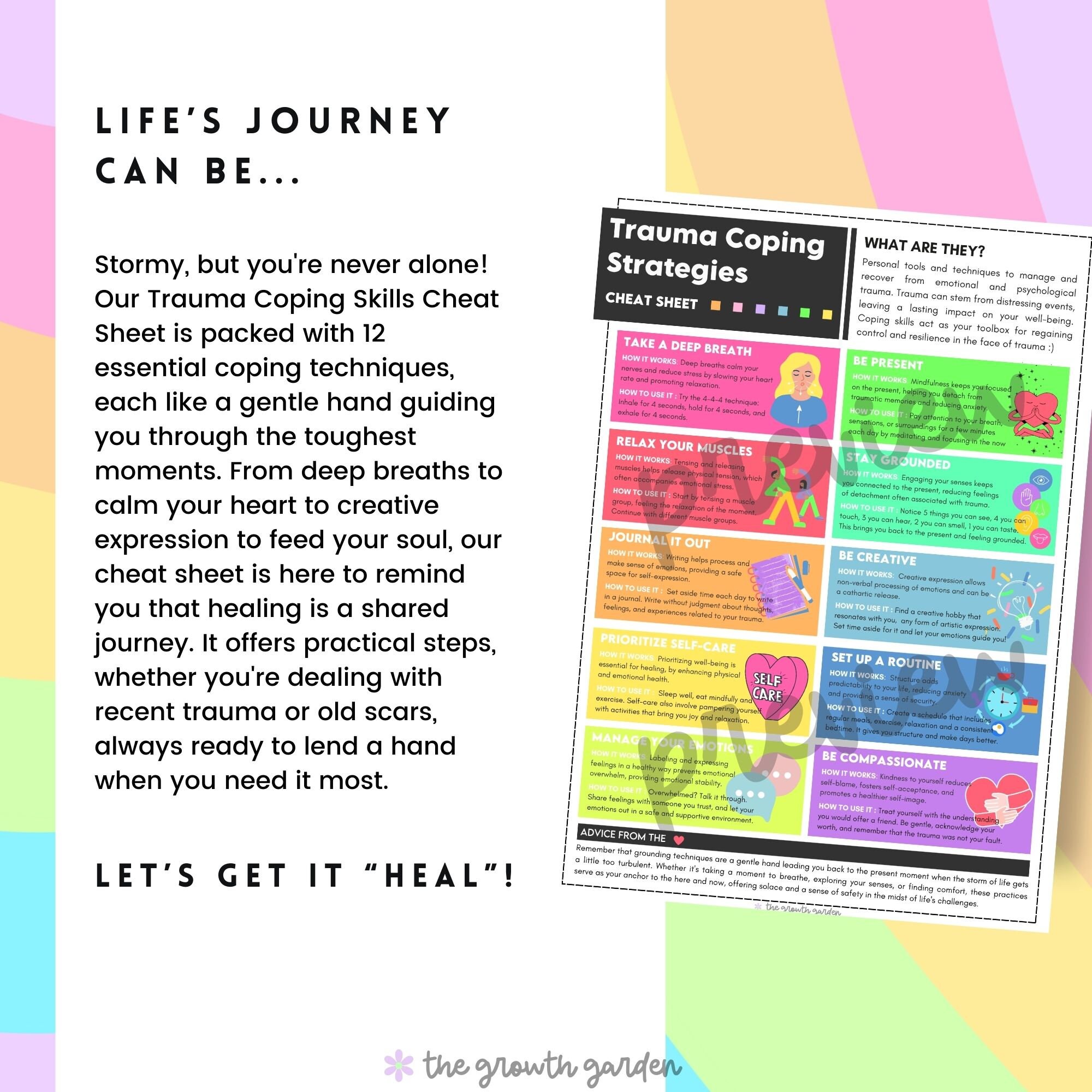 Trauma Coping Strategies Cheat Sheet | PTSD, Panic & Dissociation Tools ...