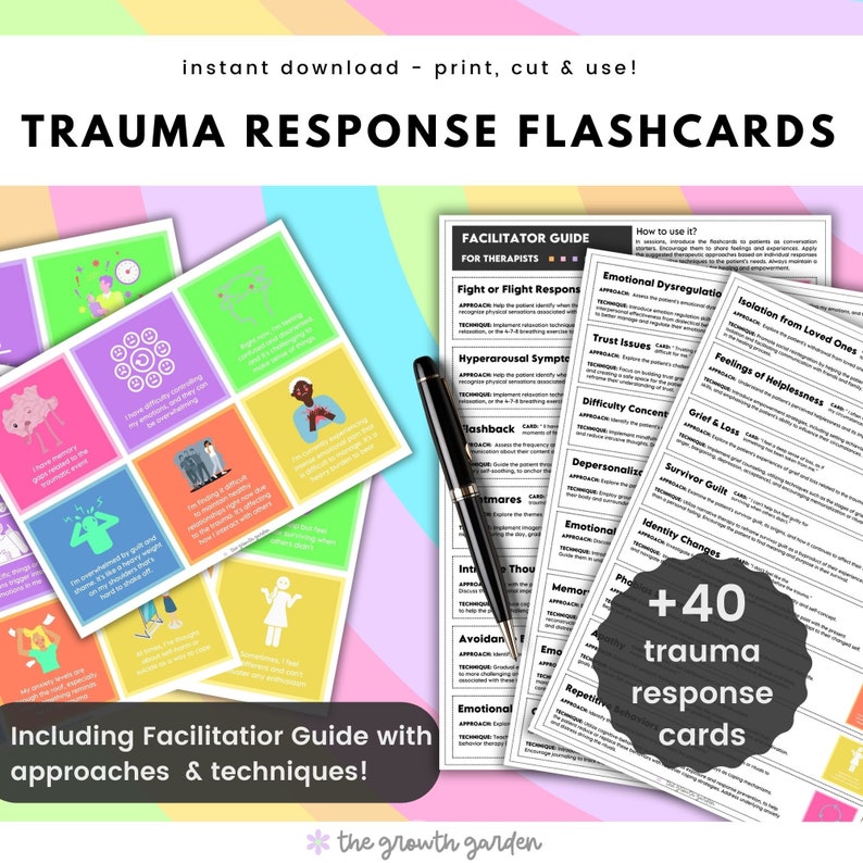 Trauma Response Flashcards for Mental Health Professionals and Therapy ...