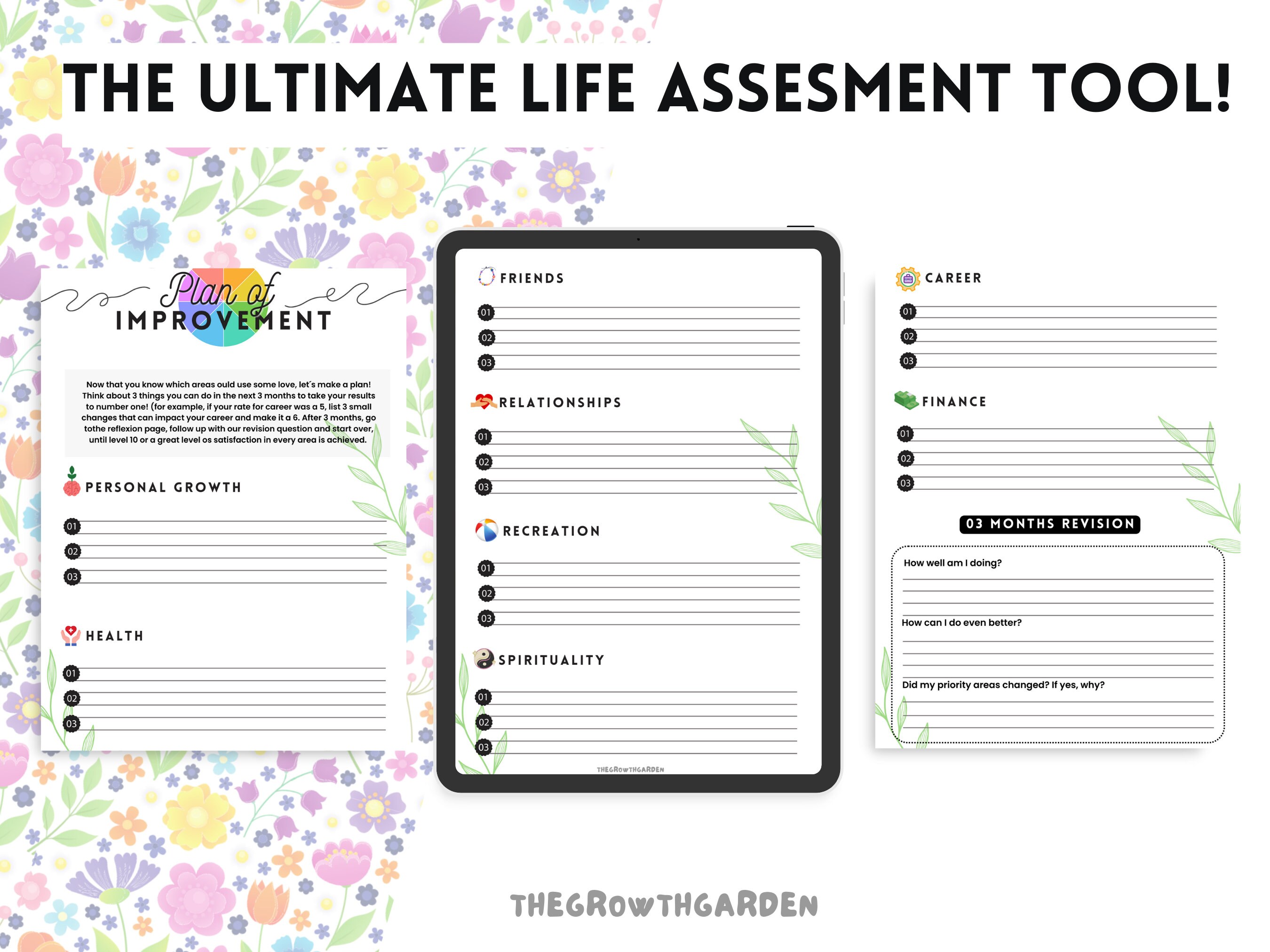 Wheel of Life Workbook & Tracker, Life Assesment Self-improvement ...